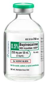 Bupivacaine Marcaine 0.5% 50mL Plain HCI Injection USP *RX* MDV 55150 ...