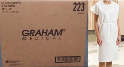 Graham Medical 3-Ply Disposable Patient Exam Gowns 30-inx42-in White ...