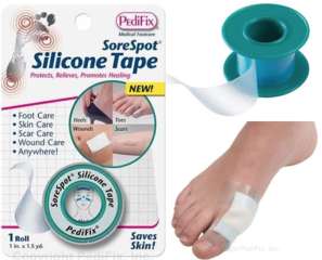 PediFix SoreSpot® Silicone Tape Roll Foot Skin Scar 1"x1.5Yds One Roll ...