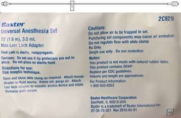 Baxter Universal Anesthesia Set Male Luer Lock Adapter 73-in 3mL -60 ...