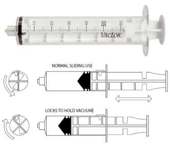 Merit Medical VacLok Vacuum Pressure Syringe Luer Lock 60cc/60mL -25 ...