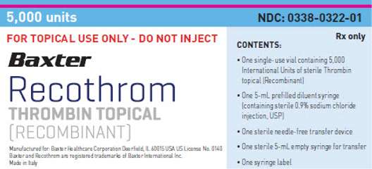 Baxter RECOTHROM Thrombin Topical Recombinant Kit 5000 Units 0338-0322-01